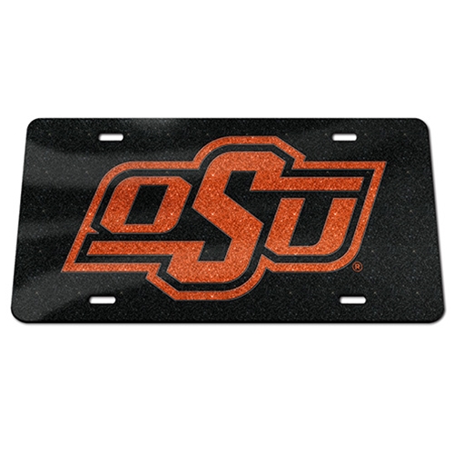 ShopOKState - OSU BLACK GLITTER LICENSE PLATE