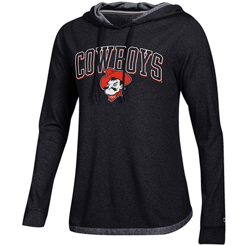 ShopOKState - BLACK SPLIT BACK LONG SLEEVE TOP