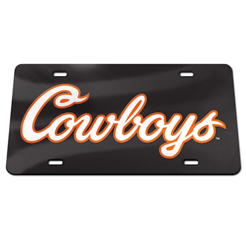 ShopOKState - BLACK COWBOYS SCRIPT LICENSE PLATE