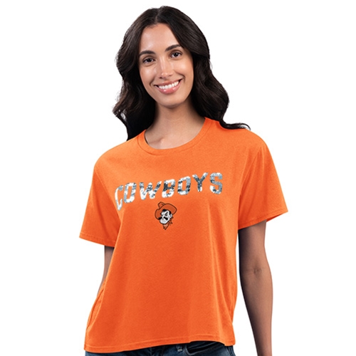 ShopOKState - SEQUINS COWBOYS SHORT SLEEVE TEE