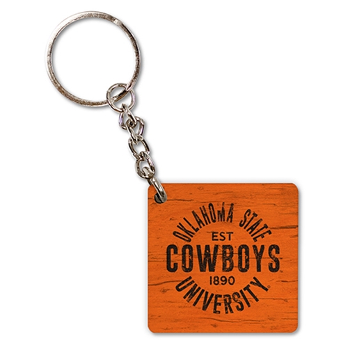 ShopOKState - OKSTATE COWBOYS PUCK WOOD KEYCHAIN