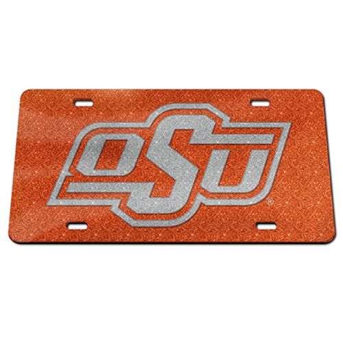 ShopOKState - OSU ORANGE GLITTER LICENSE PLATE
