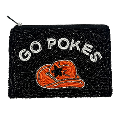 ShopOKState - FAN GLAM GO POKES BEADED COIN BAG