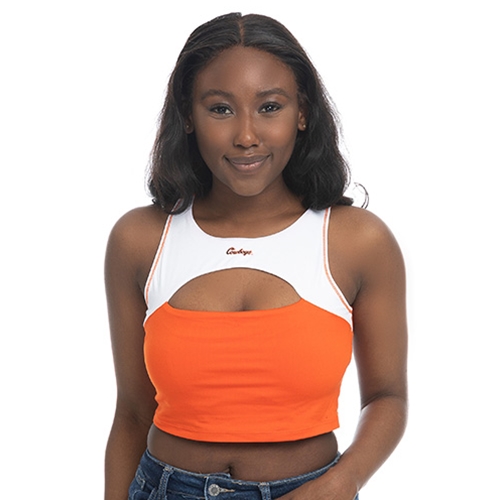 ShopOKState - COWBOYS PEEK A BOO SPORTS BRA