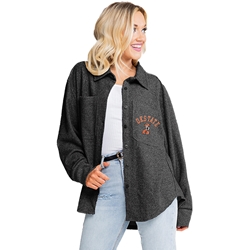 ShopOKState - BLACK FLEECE BUTTON UP SHACKET